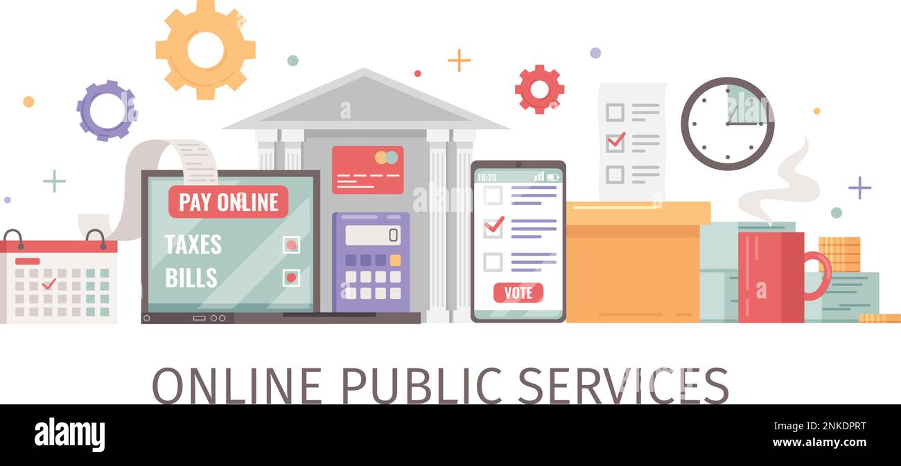 Digital transformation flat concept with online public service symbols ...