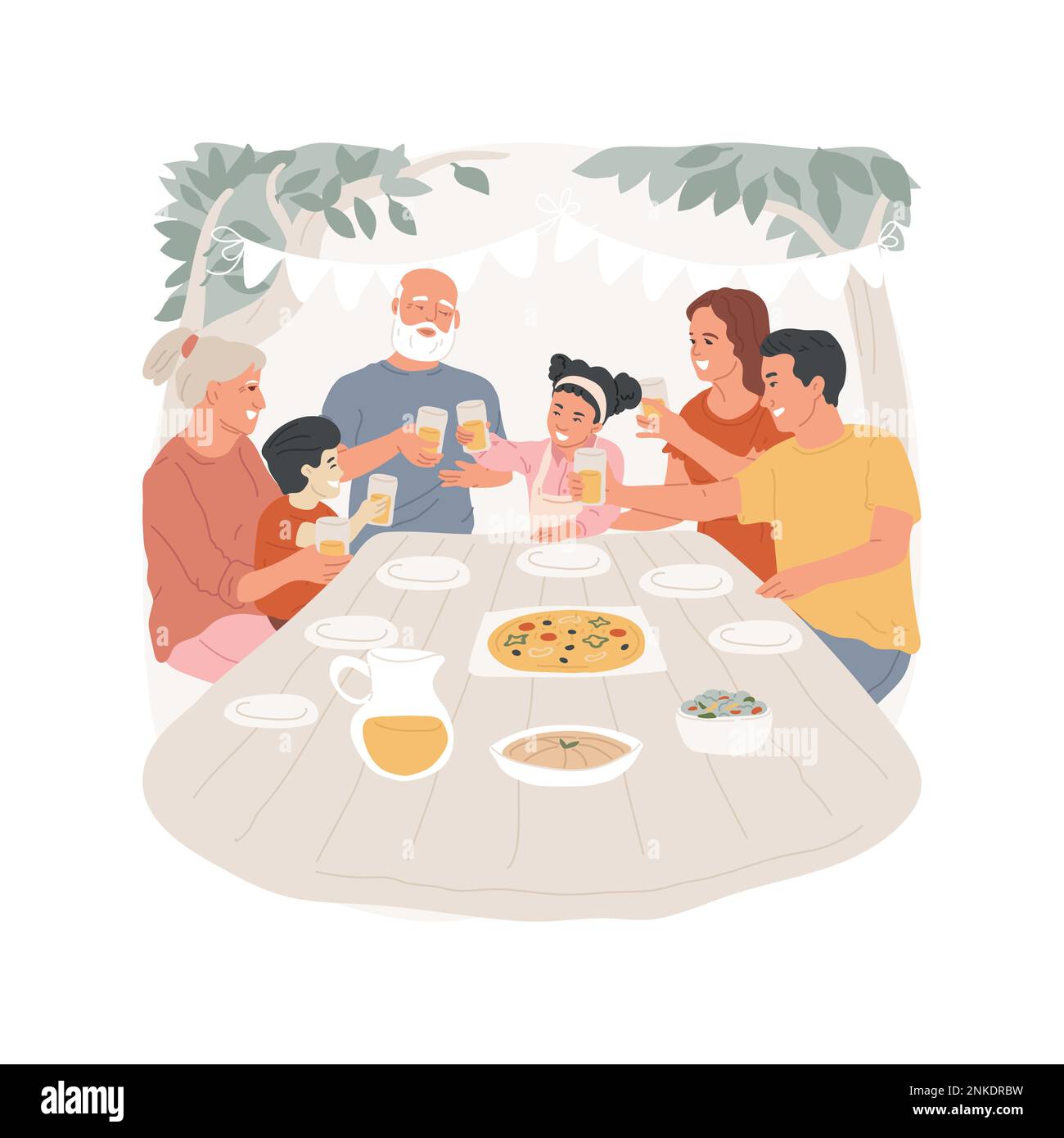 Family reunion isolated cartoon vector illustration. Family members celebrating together, people ...