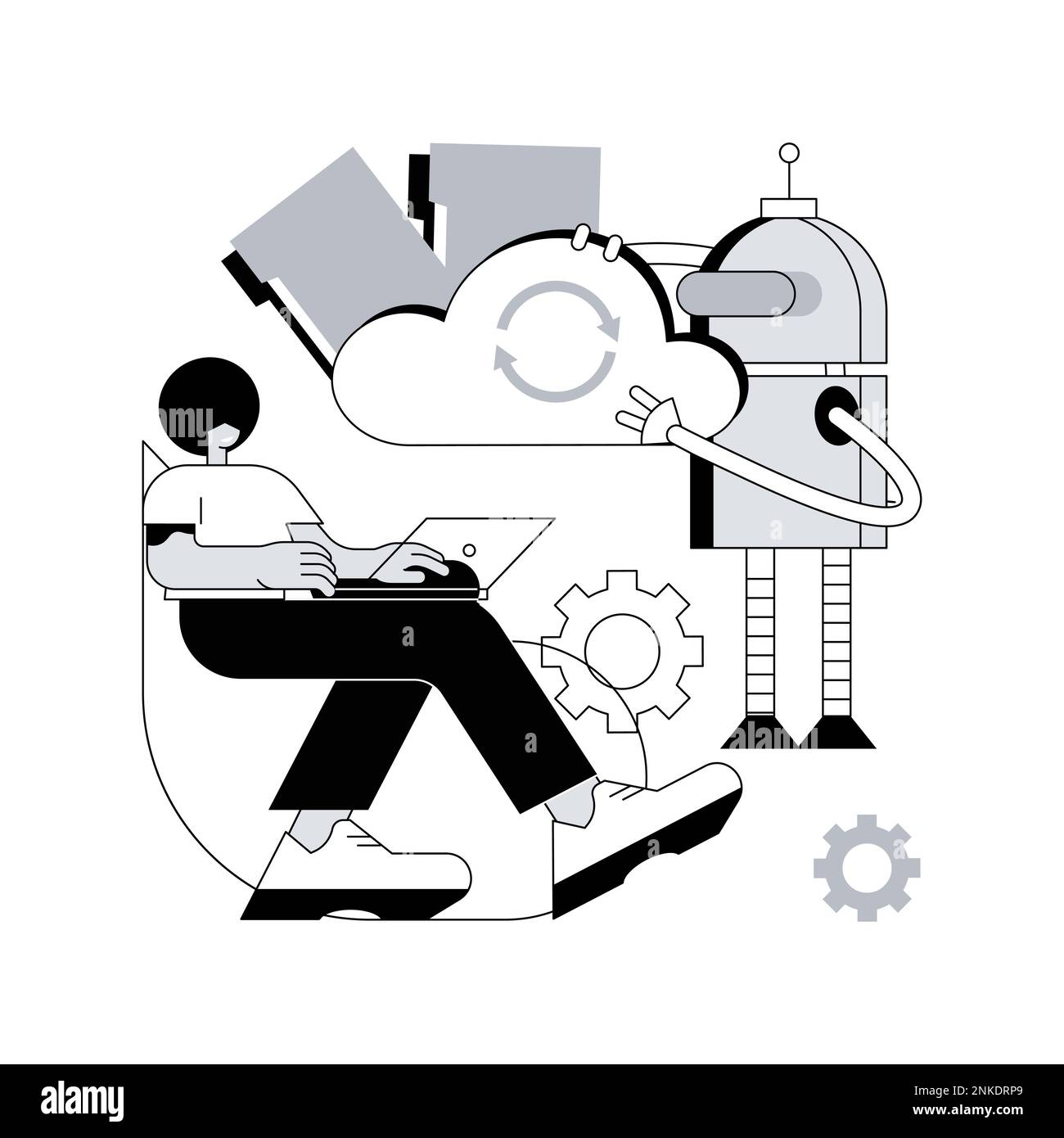 Cloud robotics abstract concept vector illustration. Remote machine learning, cloud artificial ...