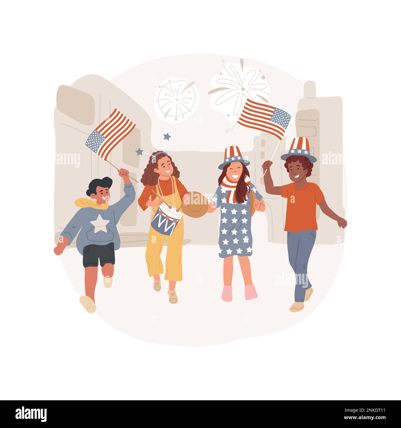 Going to a parade isolated cartoon vector illustration. Children ...
