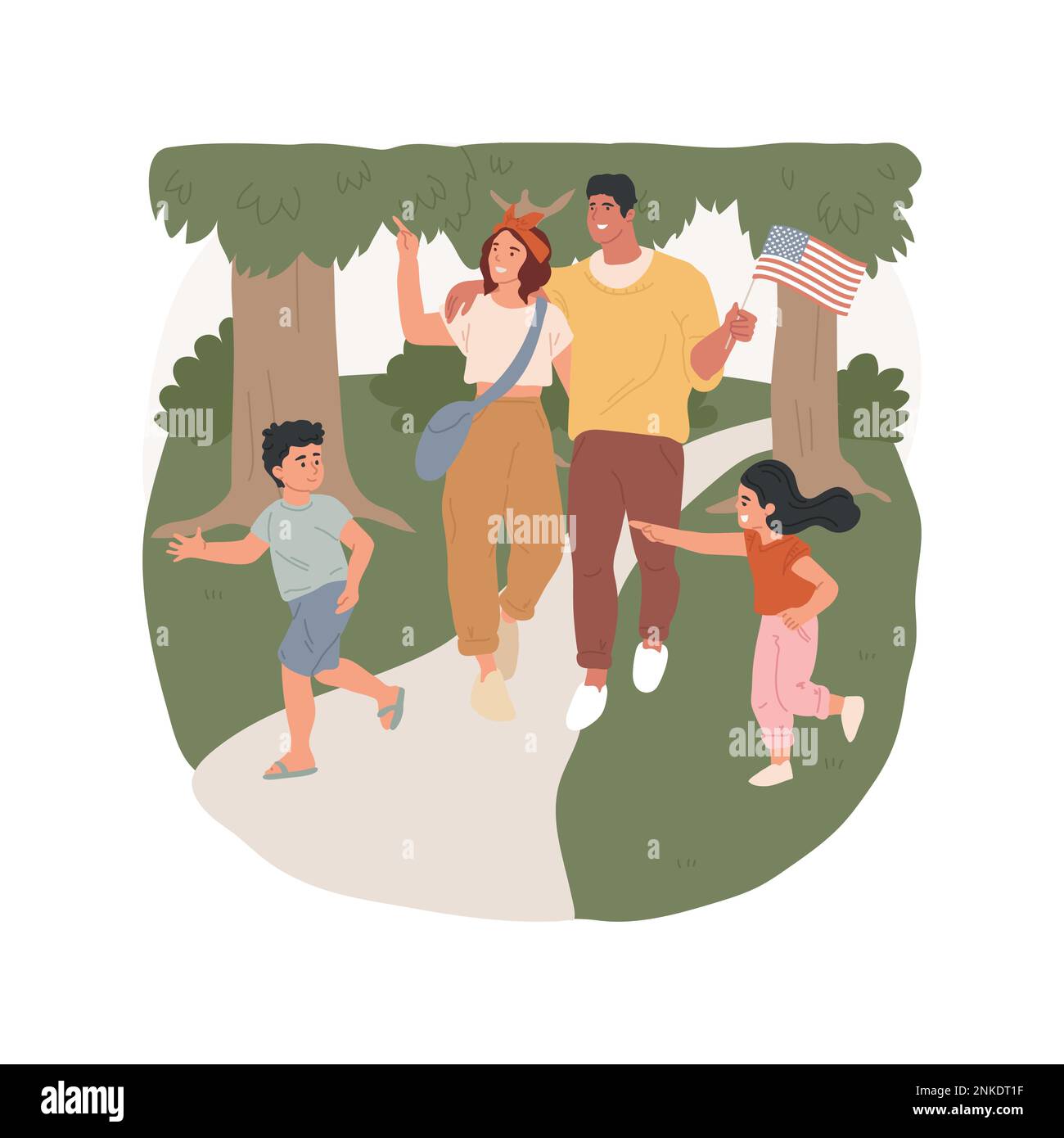 Going to a national park isolated cartoon vector illustration. Family ...