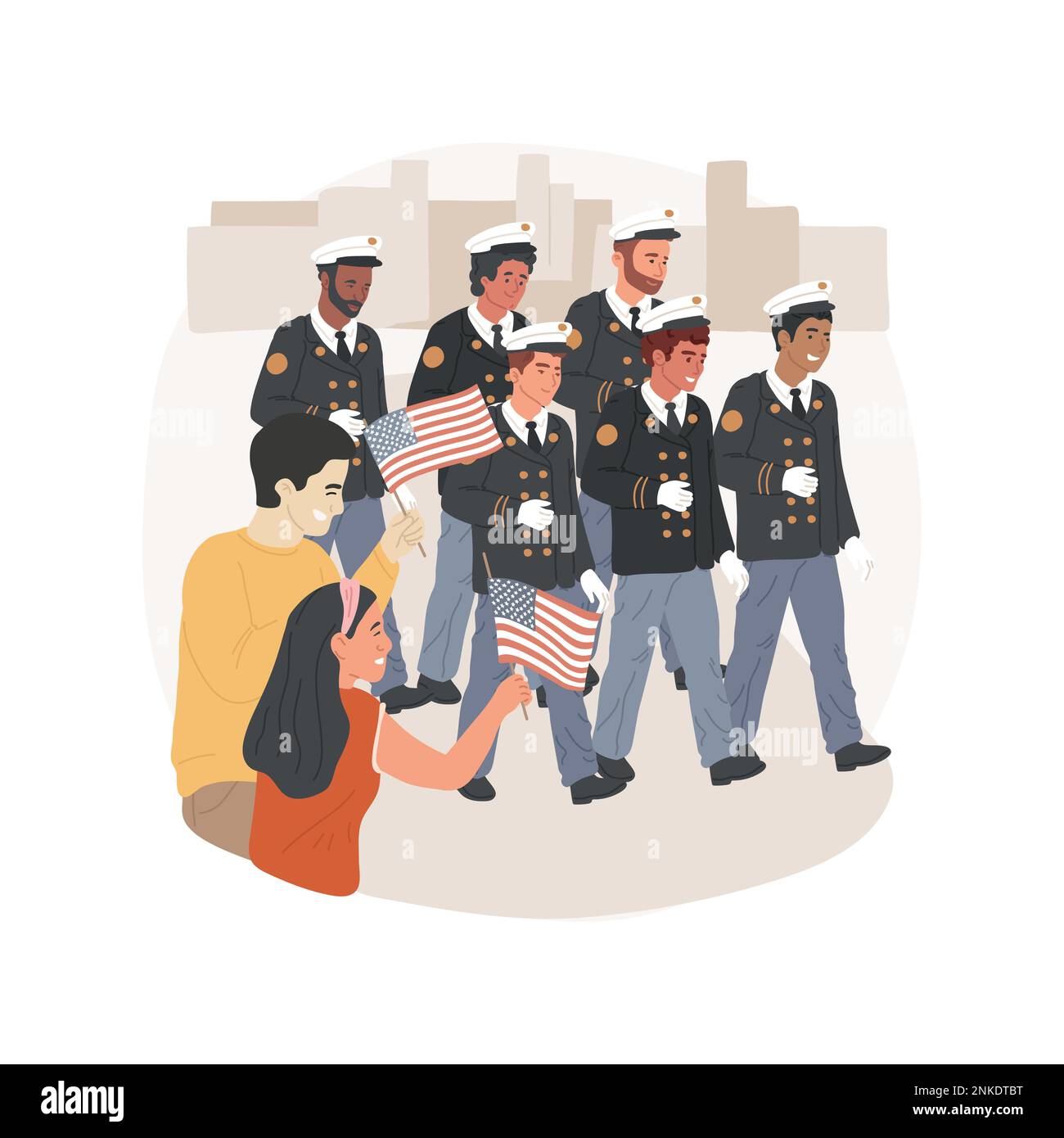 Attend a parade isolated cartoon vector illustration. People holding ...