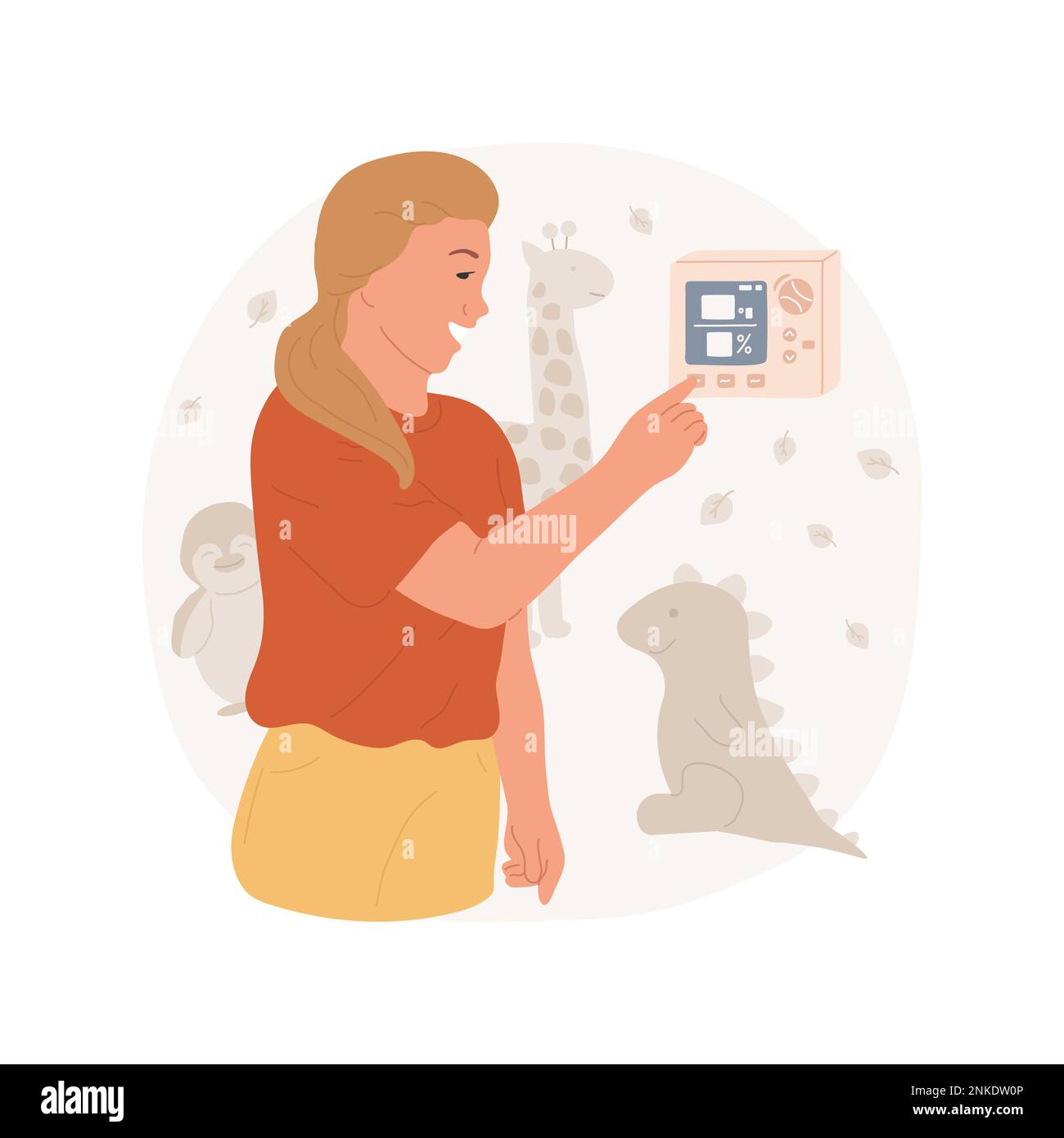 Set the room climate isolated cartoon vector illustration. Mom checks ...