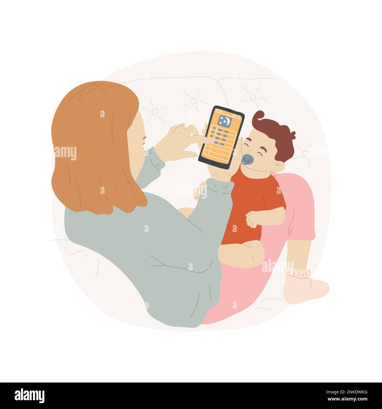 Baby sleep tracker isolated cartoon vector illustration. Mom controls ...