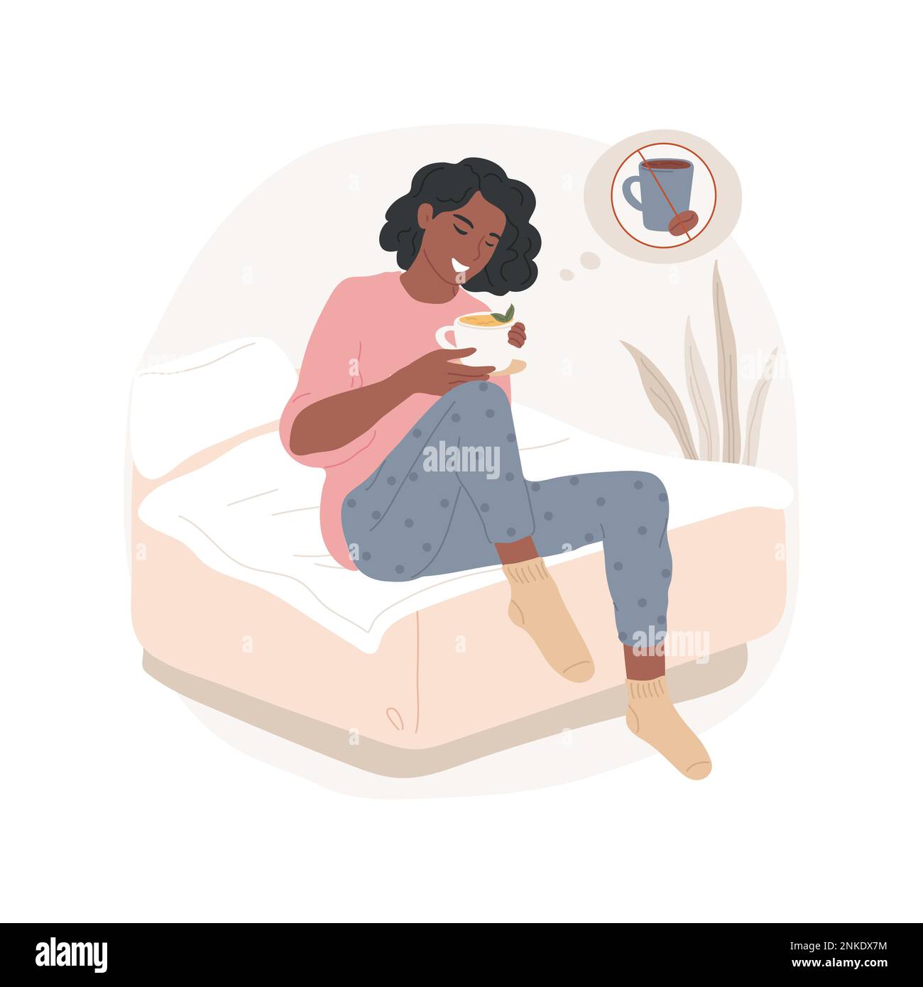 Limit caffeine isolated cartoon vector illustration. Young woman ...