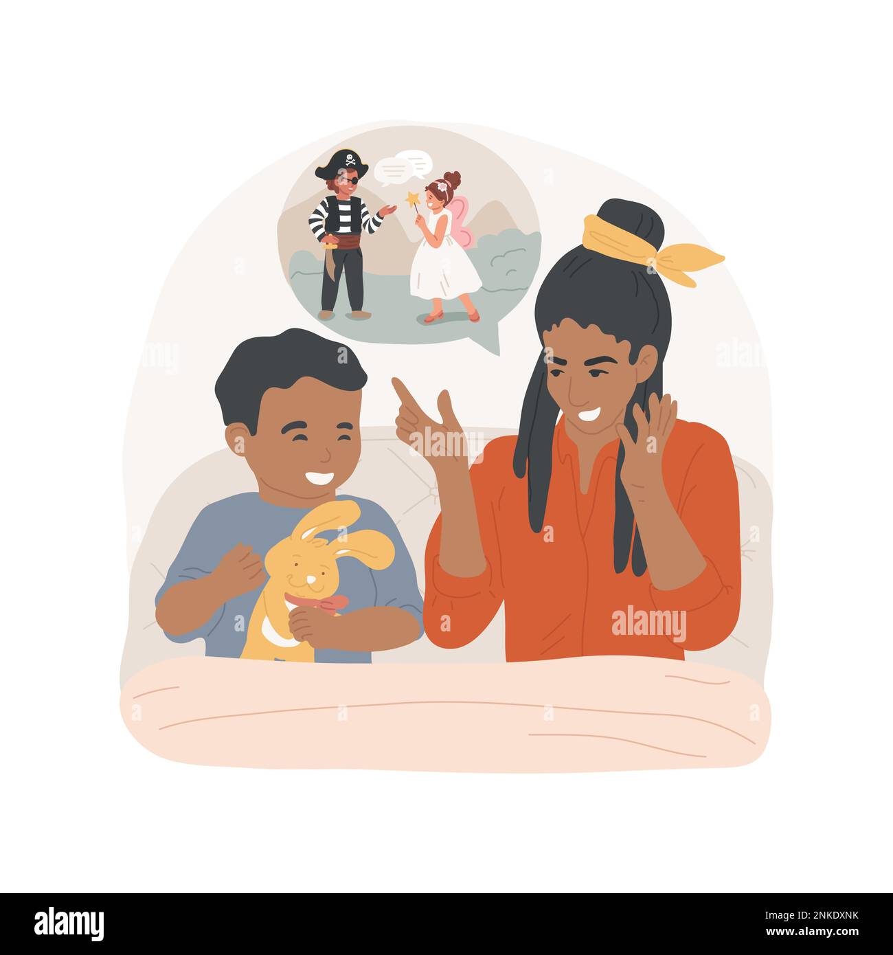 Bedtime story isolated cartoon vector illustration. Parents tells their ...