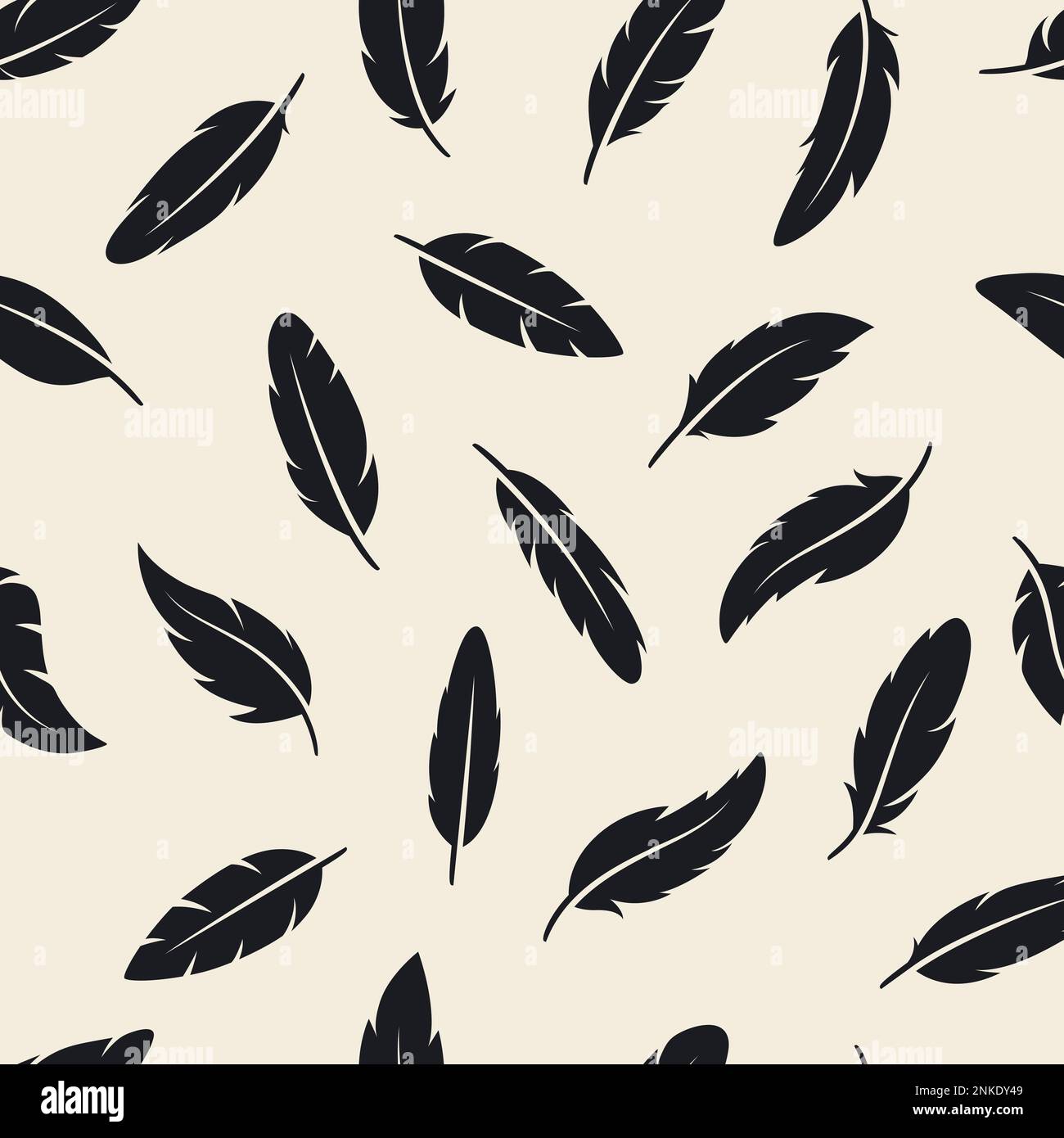 Vector Seamless Pattern with Different Black Fluffy Feather Silhouettes ...