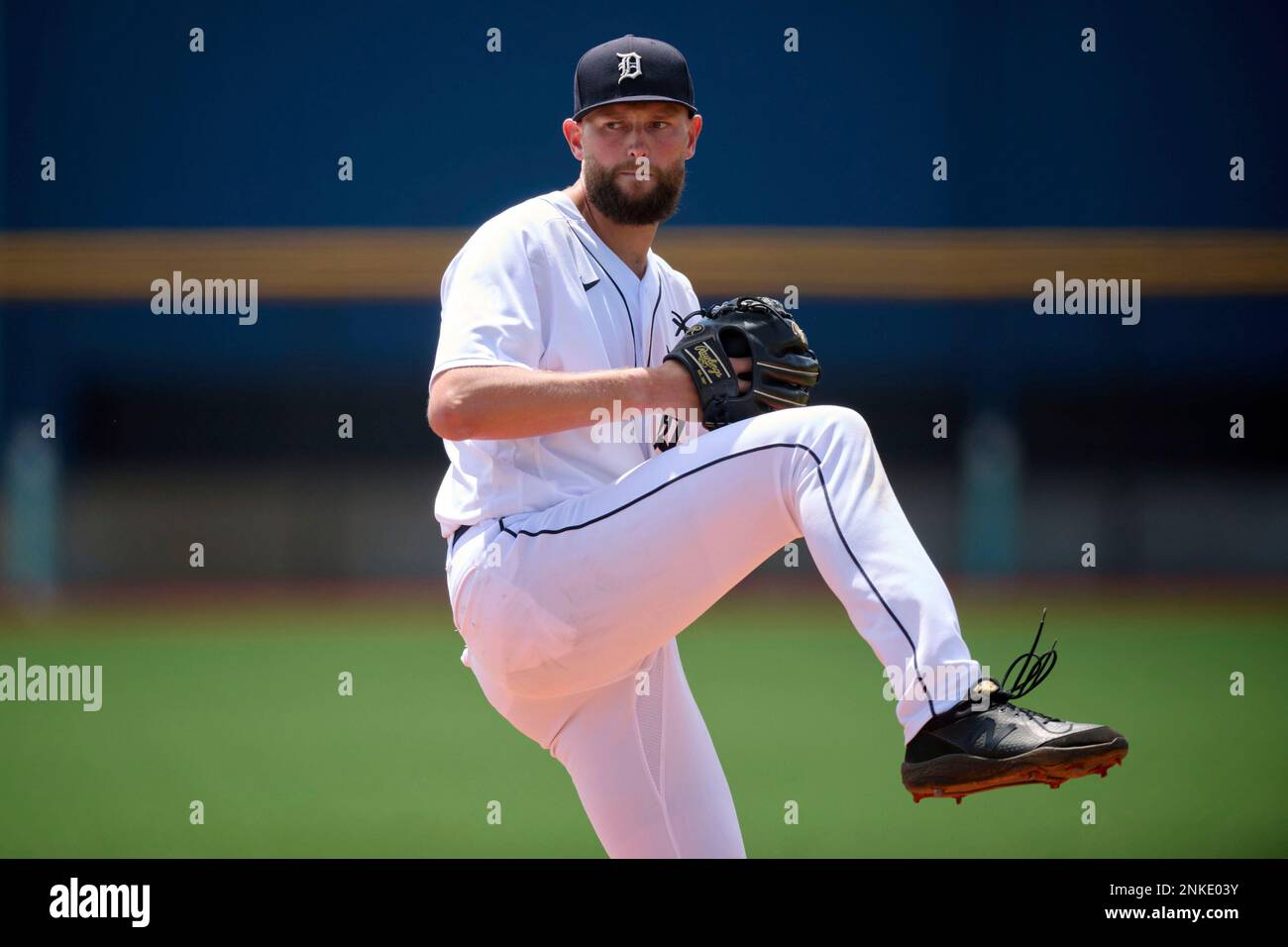 Detroit Tigers pitcher Adam Wolf (83) throws live batting practice ...