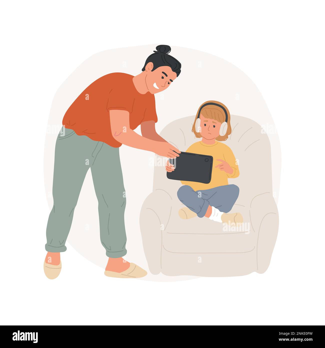 Limiting screen time isolated cartoon vector illustration. Father ...