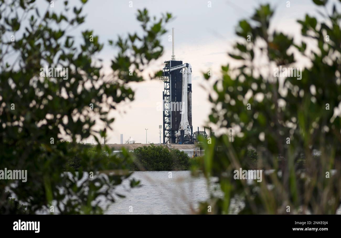 In this image provided by NASA, a SpaceX Falcon 9 rocket with the ...