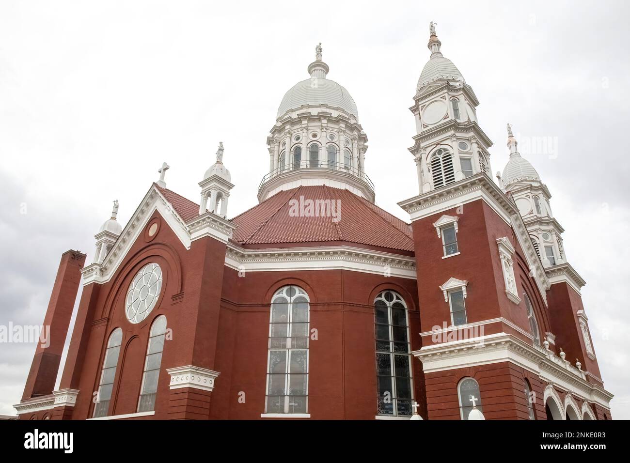 Closeup view of the historic Basilica of St. Stanislaus Catholic Church ...
