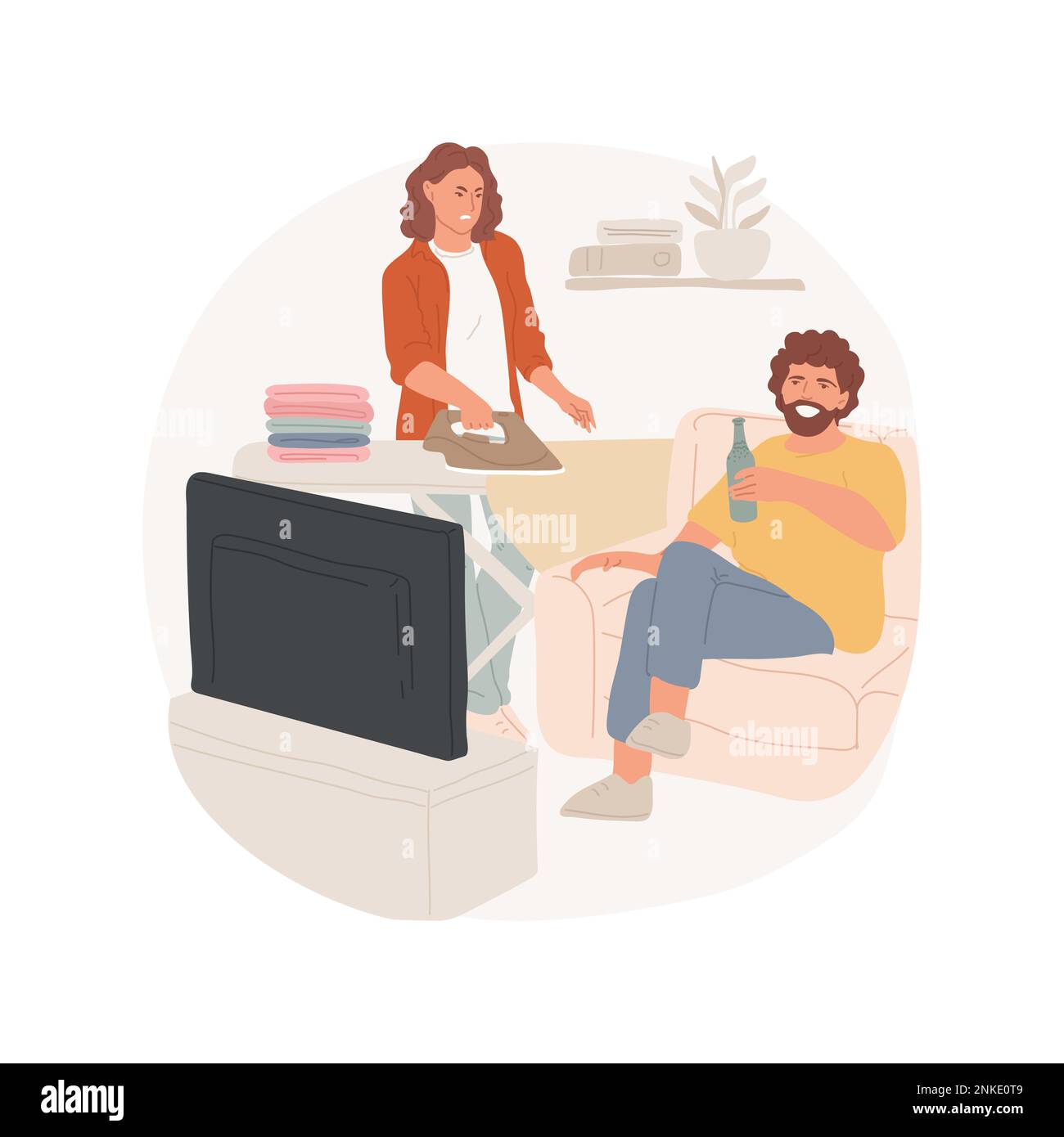 Lazy father isolated cartoon vector illustration. Lazy man laying on a ...