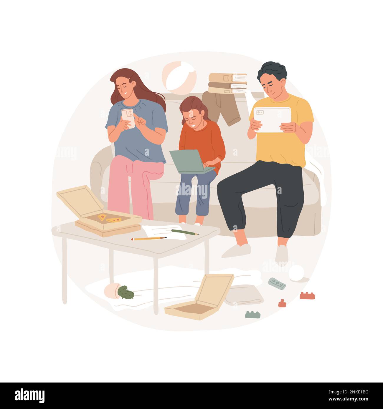 Home chaos isolated cartoon vector illustration. Family members ...