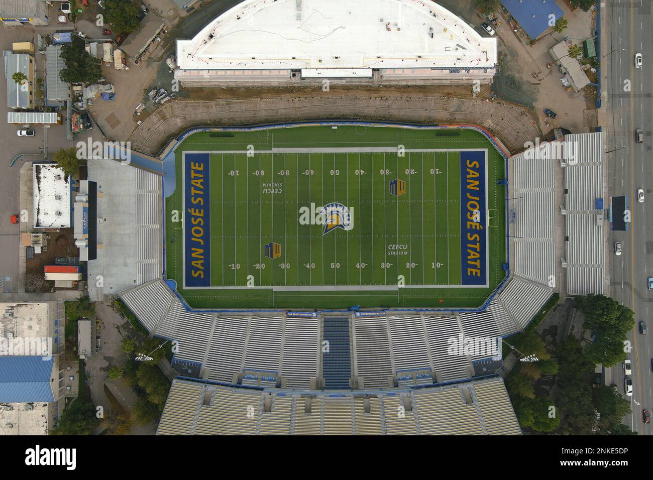 A general overall aerial view of the San Jose State Spartans and ...