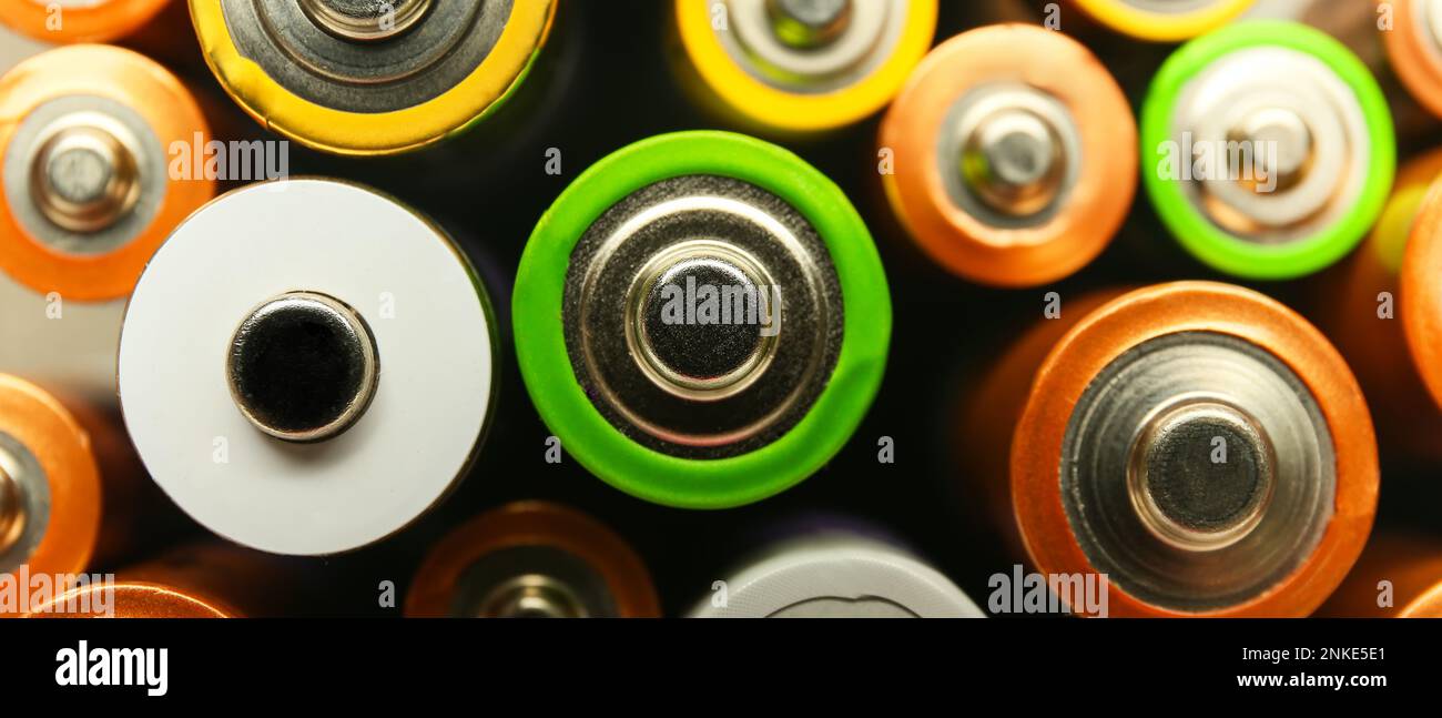 Alkaline batteries, closeup view Stock Photo - Alamy