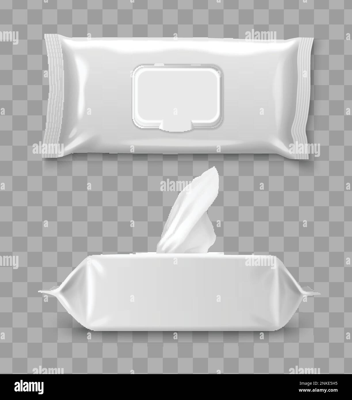 Wet tissues realistic packaging mockup set on transparent background ...