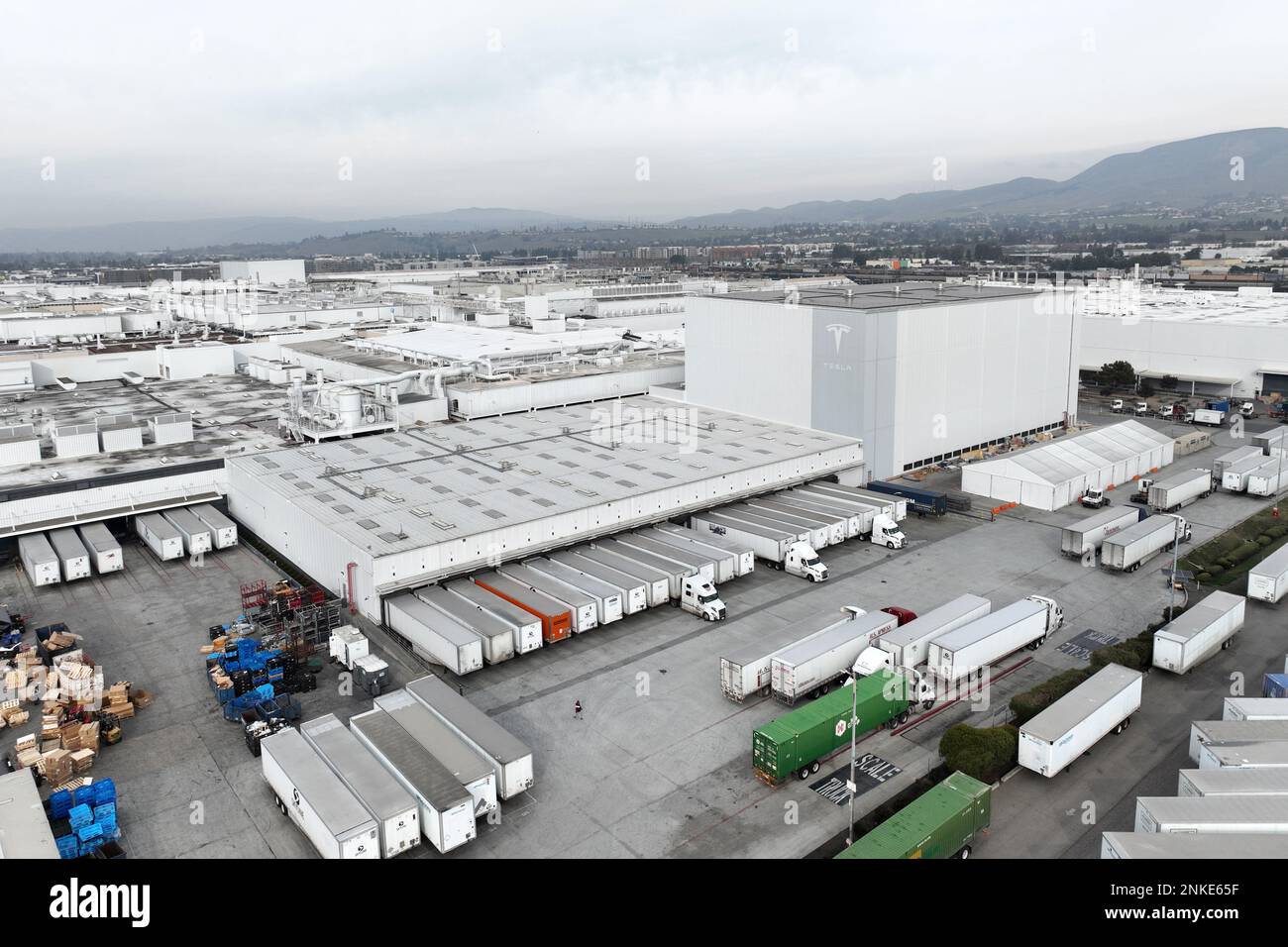 General overall aerial view tesla electric motor vehicles fremont ...