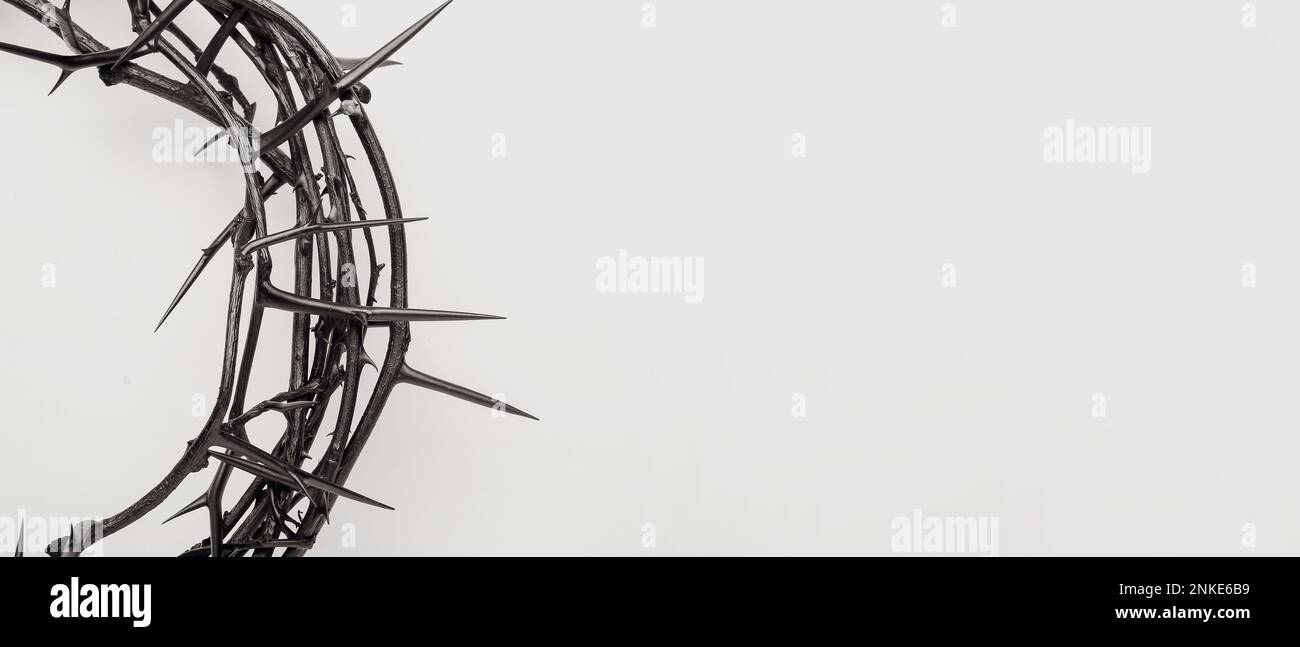 Crown of thorns on light background with space for text Stock Photo - Alamy