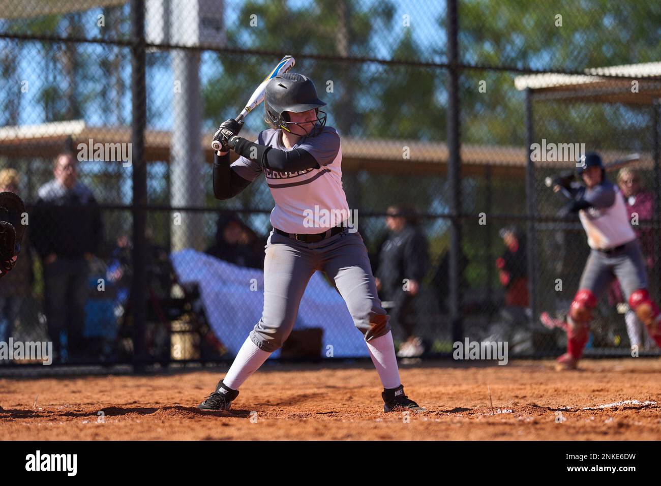 Edgewood Eagles Emily Meyer (4) bats during an NCAA Softball game ...