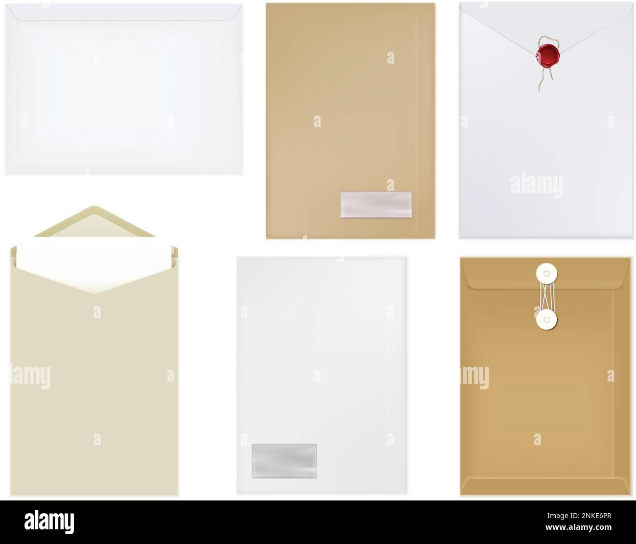 Envelope mockup realistic set with correspondence symbols isolated ...
