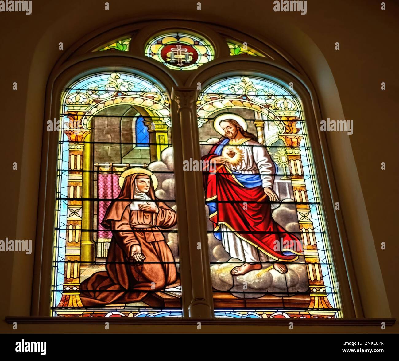 Stained glass window of St. Margaret Mary, a Visitation nun from ...