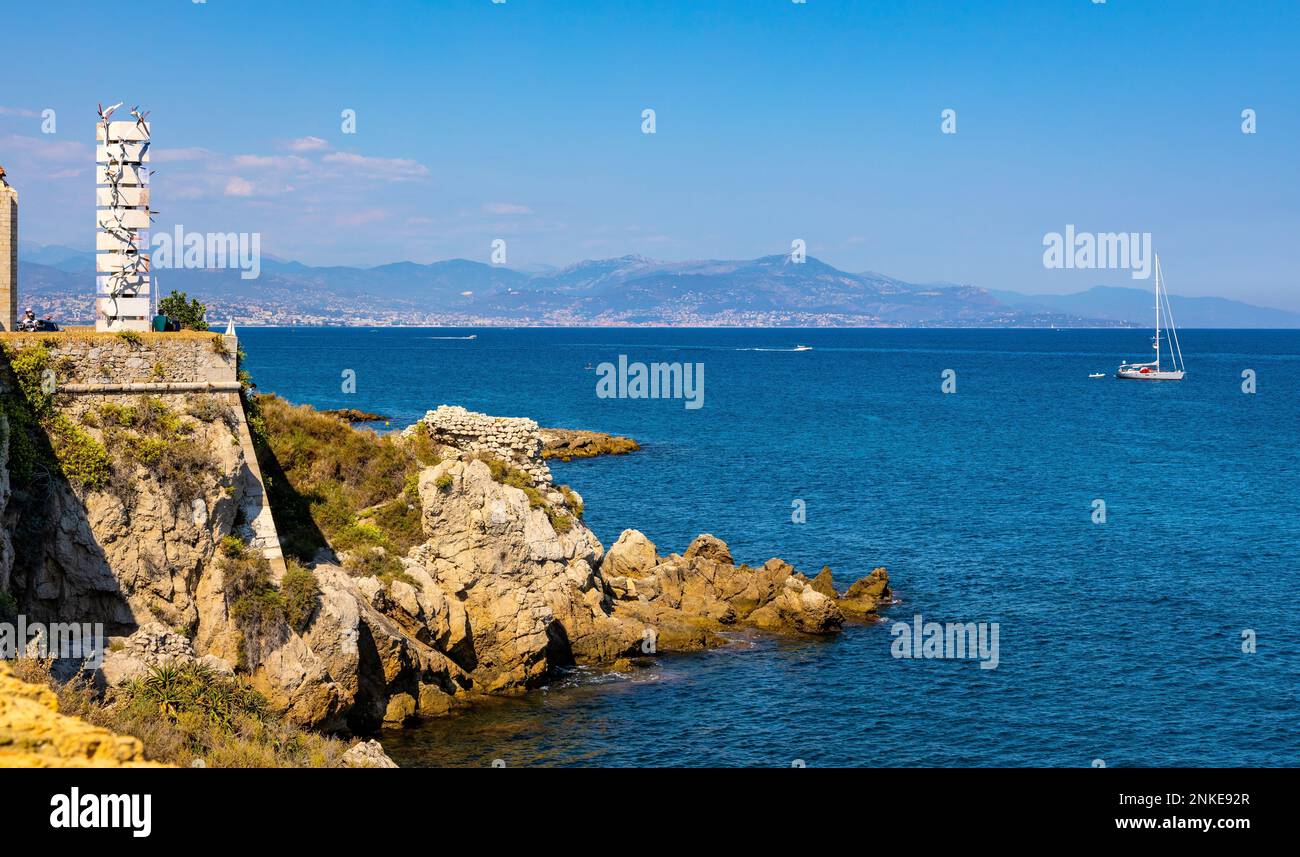 Antibes, France - August 4, 2022: La Colonne a La Mer art installation ...