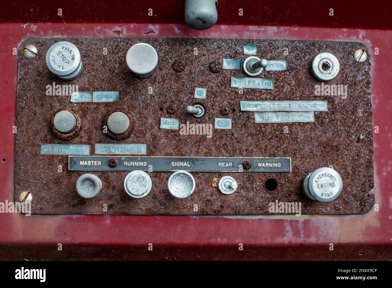 Antique (1954) fire truck control panel Stock Photo - Alamy