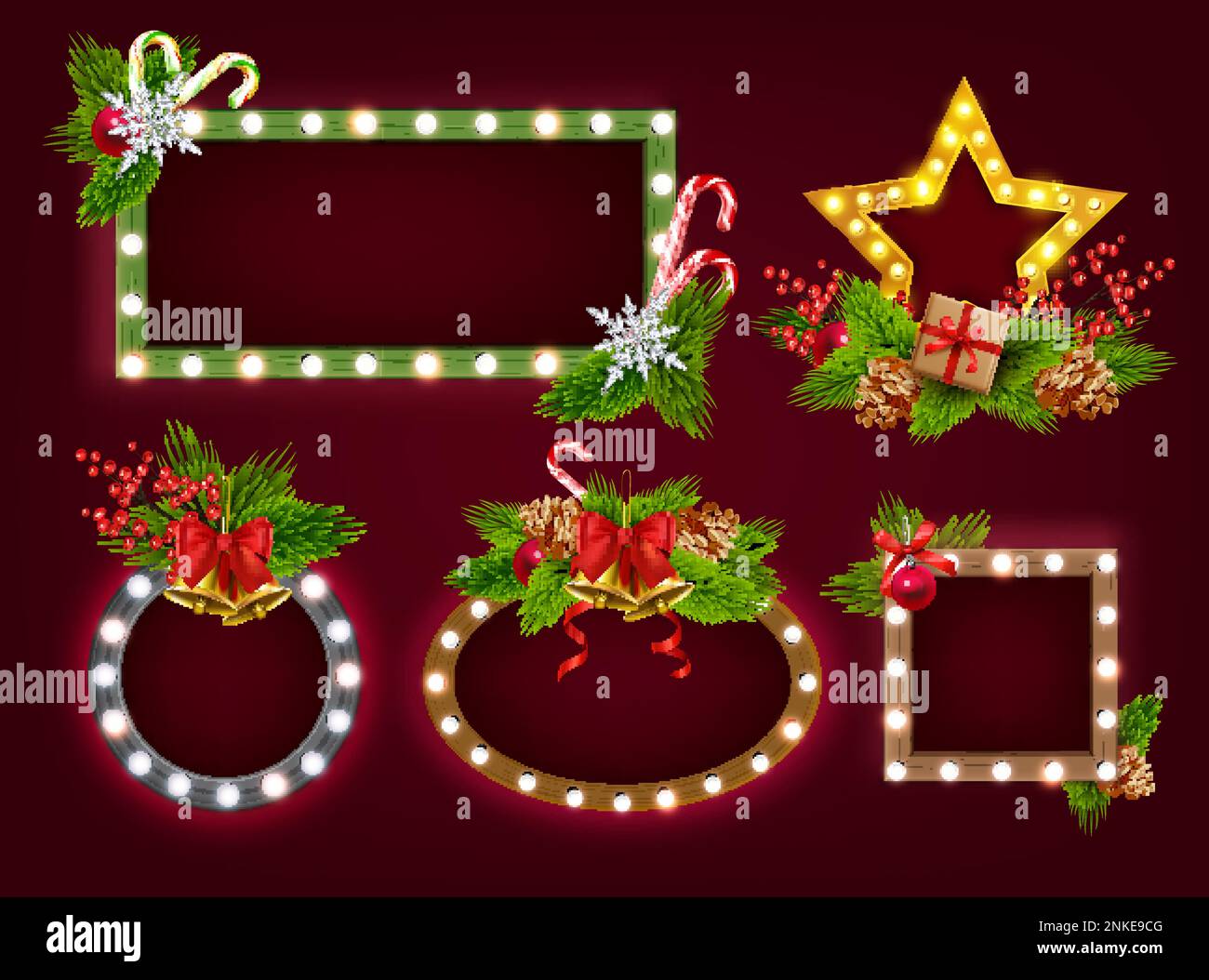 Christmas signs realistic set with holiday celebration symbols isolated ...