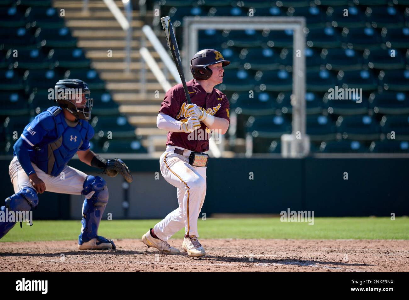 Minnesota Golden Gophers second baseman Boston Merila (33) bats during ...