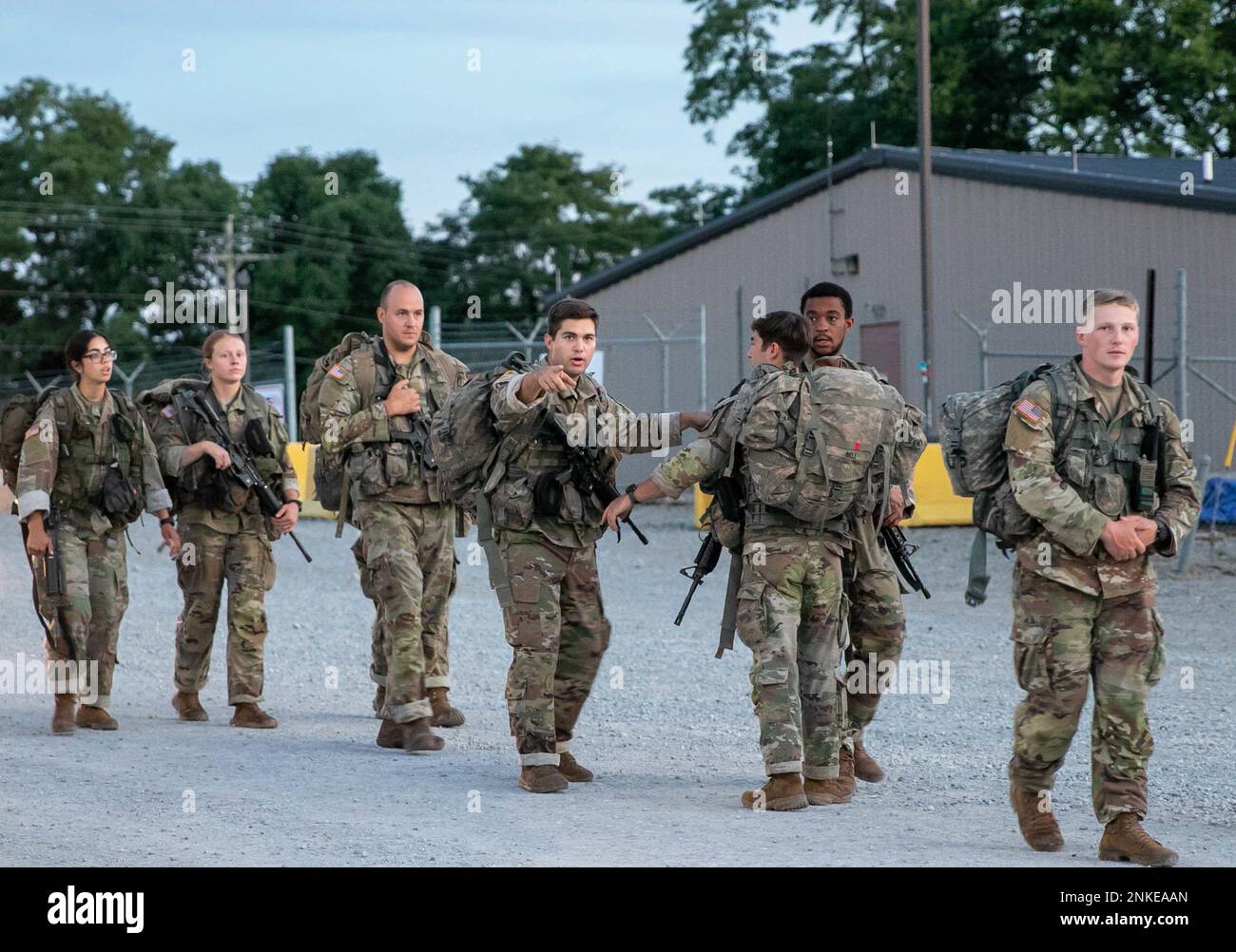 Cadets of 11th Regiment, Advanced Camp, prepare for the 12-mile foot ...