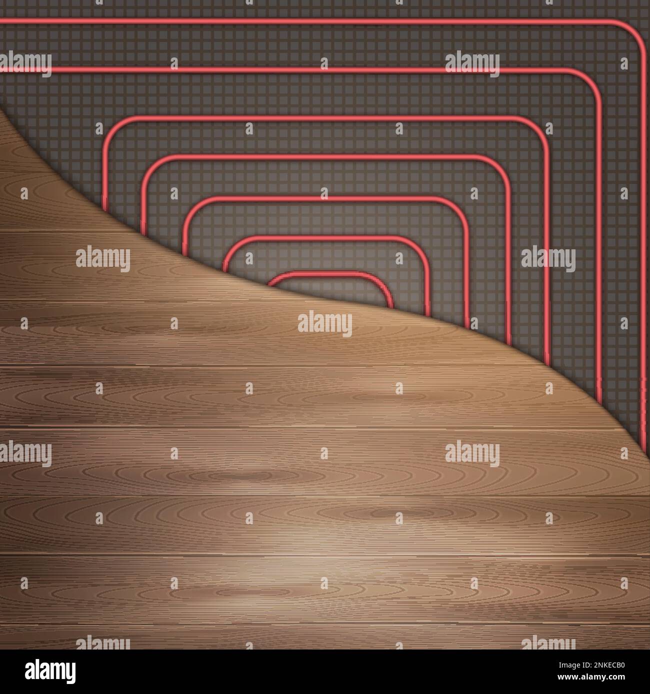 Hot floor heating realistic background with redecoration symbols vector ...