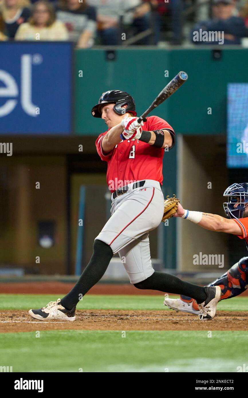 Texas Tech Red Raiders shortstop Kurt Wilson (8) bats during an NCAA ...