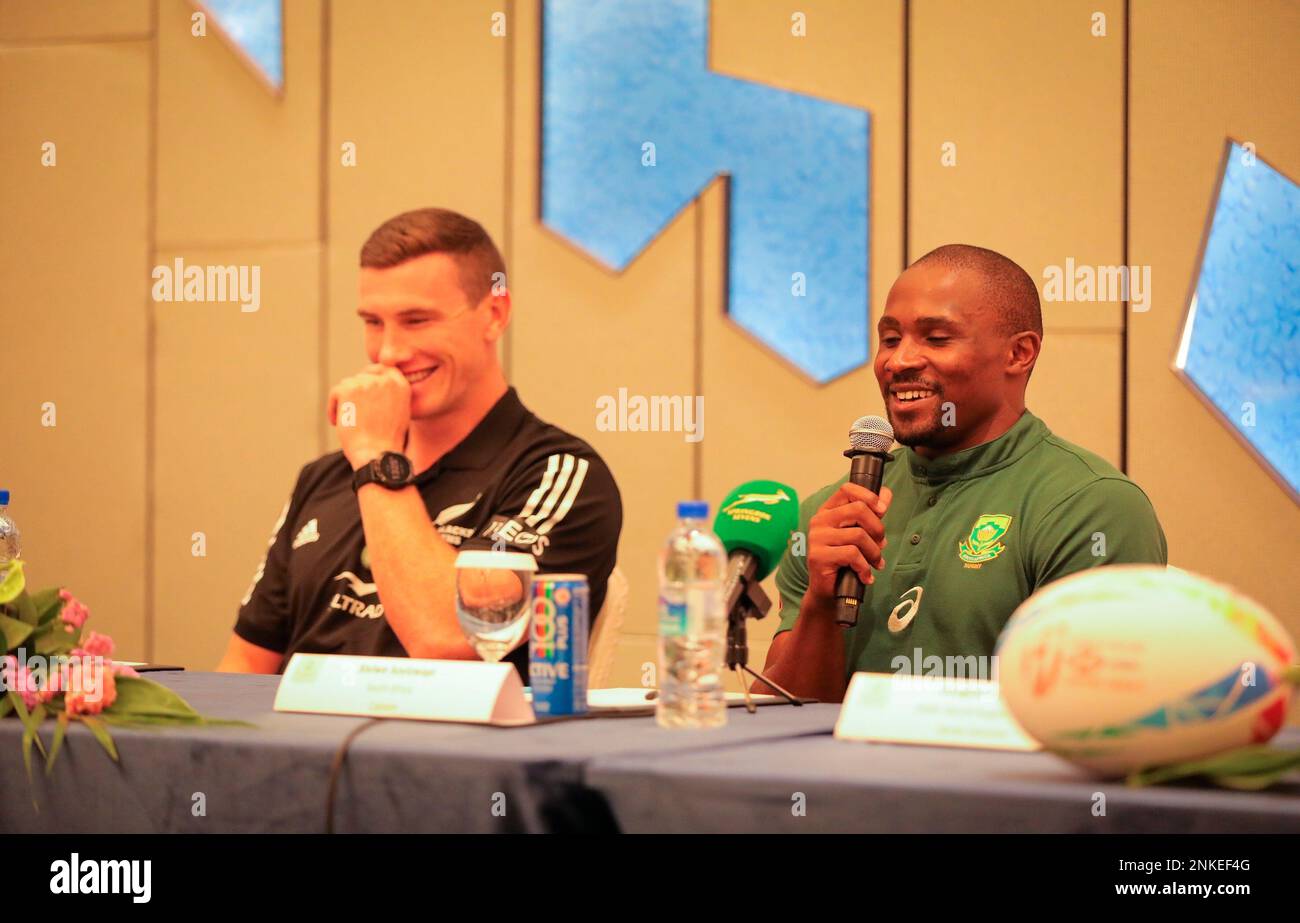 New Zealand captain Sam Dickson (left) and his South African ...