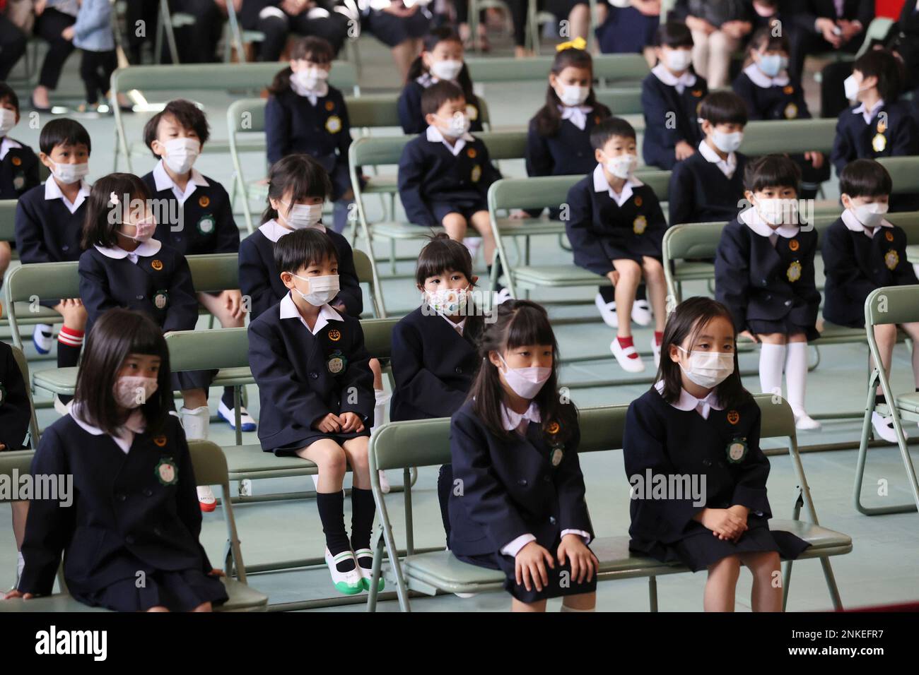 The entrance ceremony is held at an elementary school in Osaka City ...
