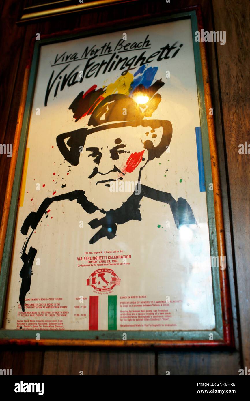 A Lawrence Ferlinghetti poster at Vesuvio Cafe on Sunday, March 24 ...
