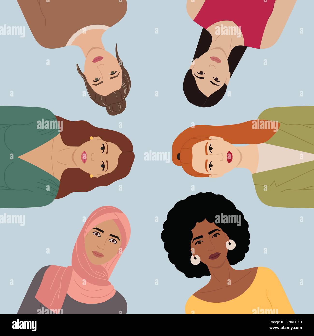 Group Of Diverse Female Characters Stand Together International Women