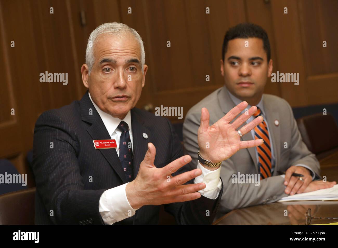City College San Francisco chancellor Mark Rocha (left) and board ...