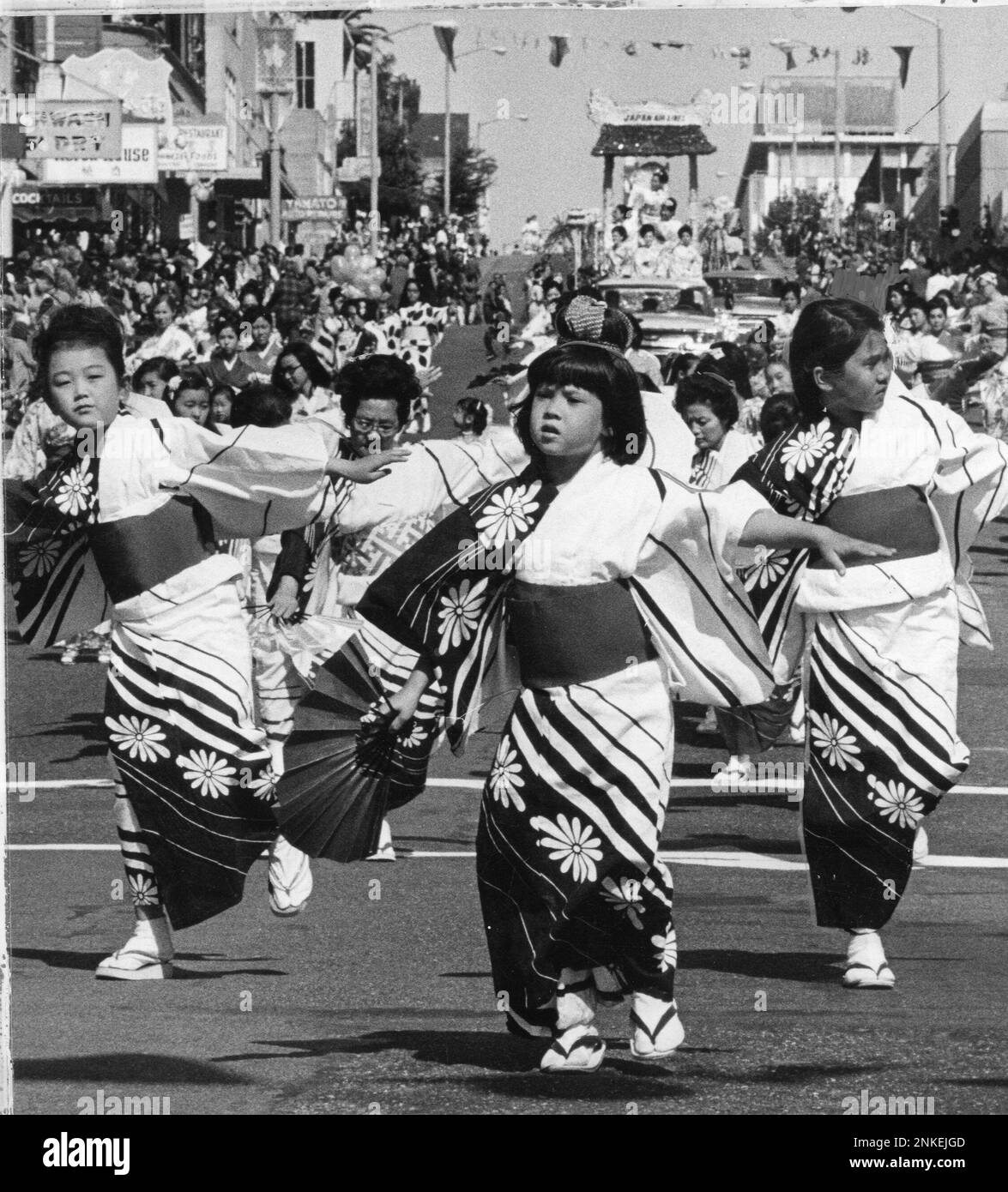 Dancers at the Cherry Blossom Festival parade through Japantown, April ...