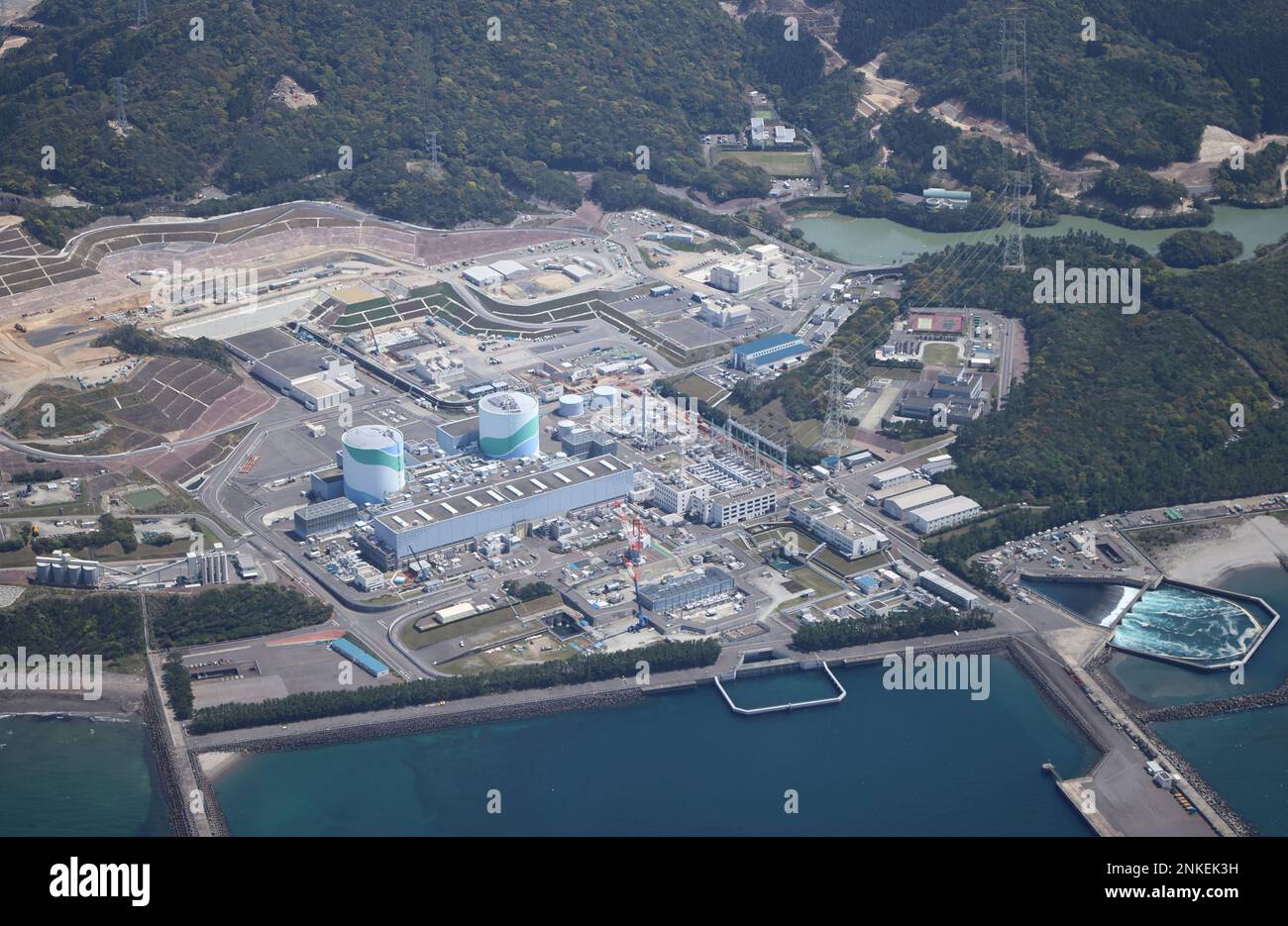 An aerial photo shows the Sendai Nuclear Power Plant operated by Kyushu ...