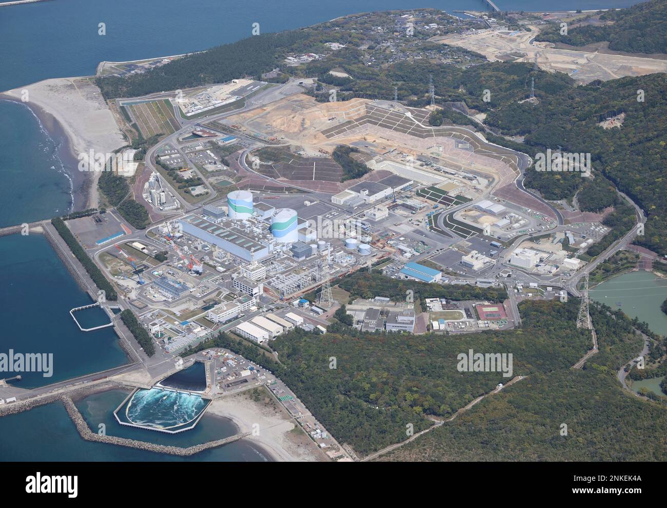 An aerial photo shows the Sendai Nuclear Power Plant operated by Kyushu ...