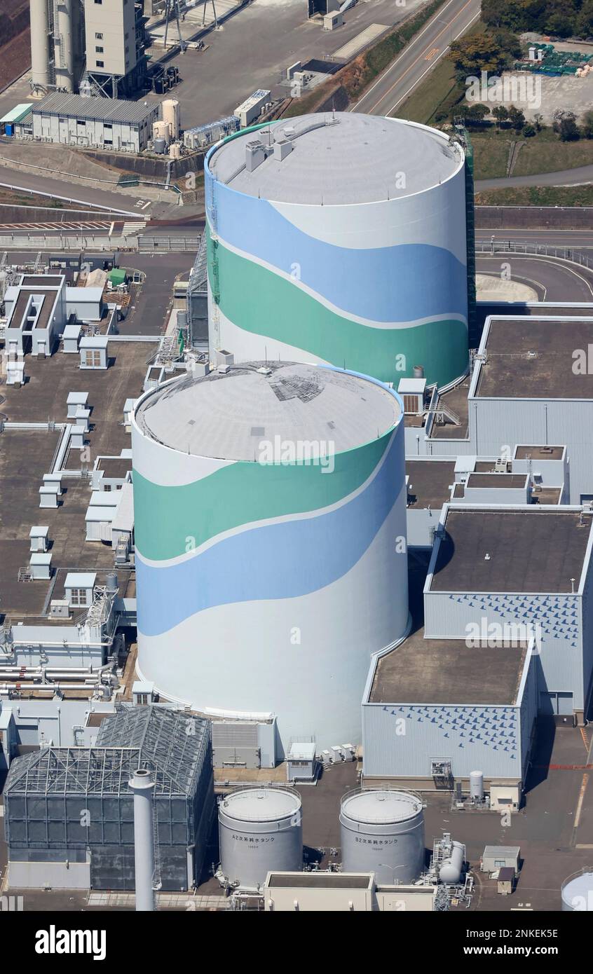 An aerial photo shows No. 1 reactor (background) and No. 2 reactor of ...