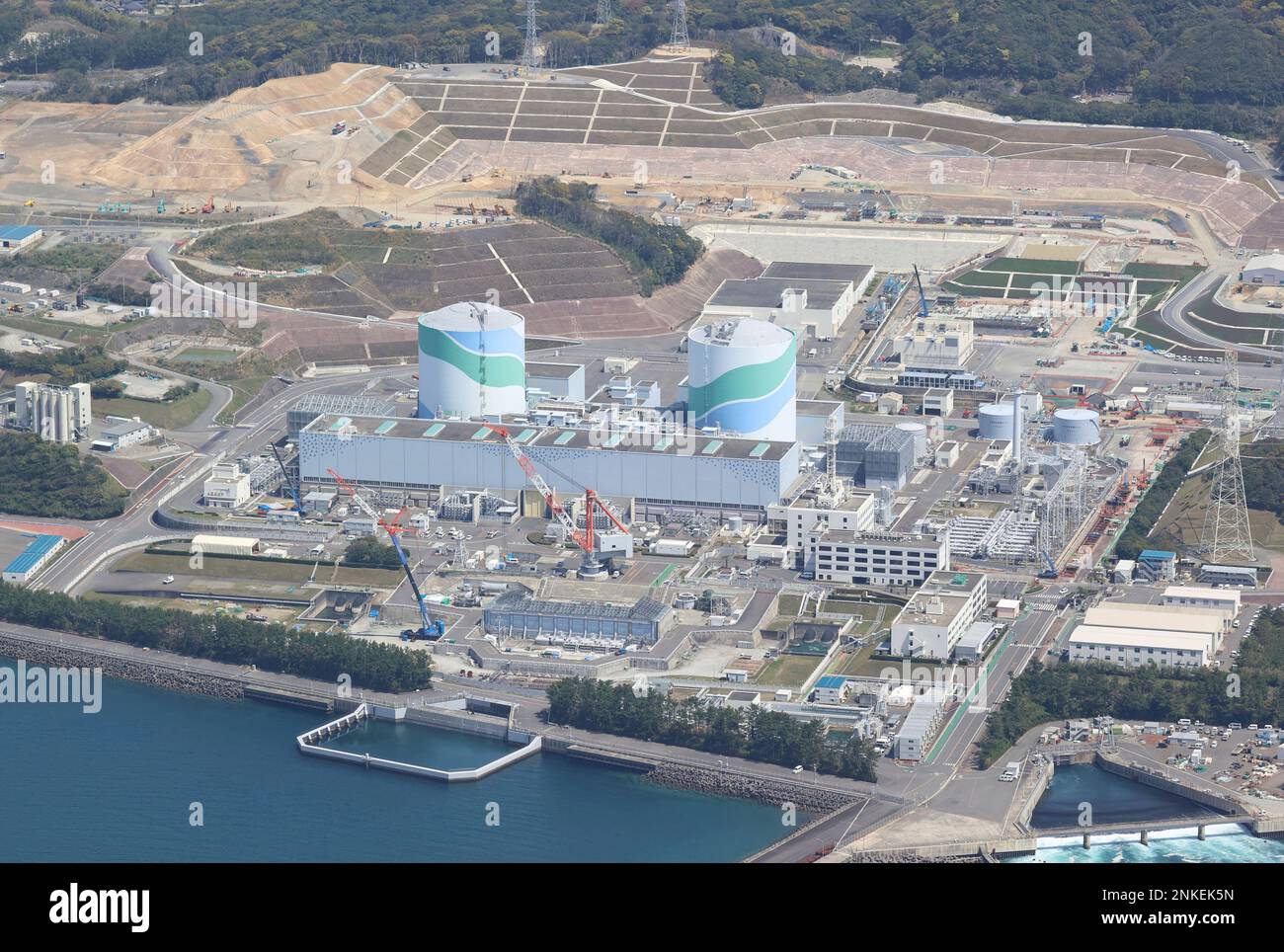 An aerial photo shows the Sendai Nuclear Power Plant operated by Kyushu ...