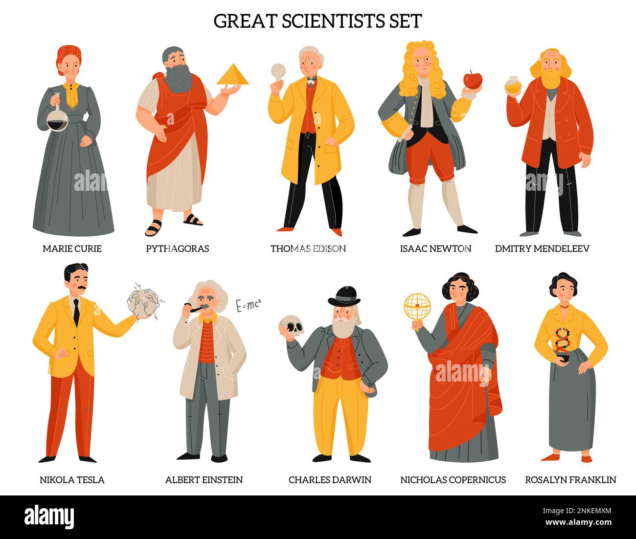 Great scientists set with pythagoras tesla mendeleev franklin newton ...