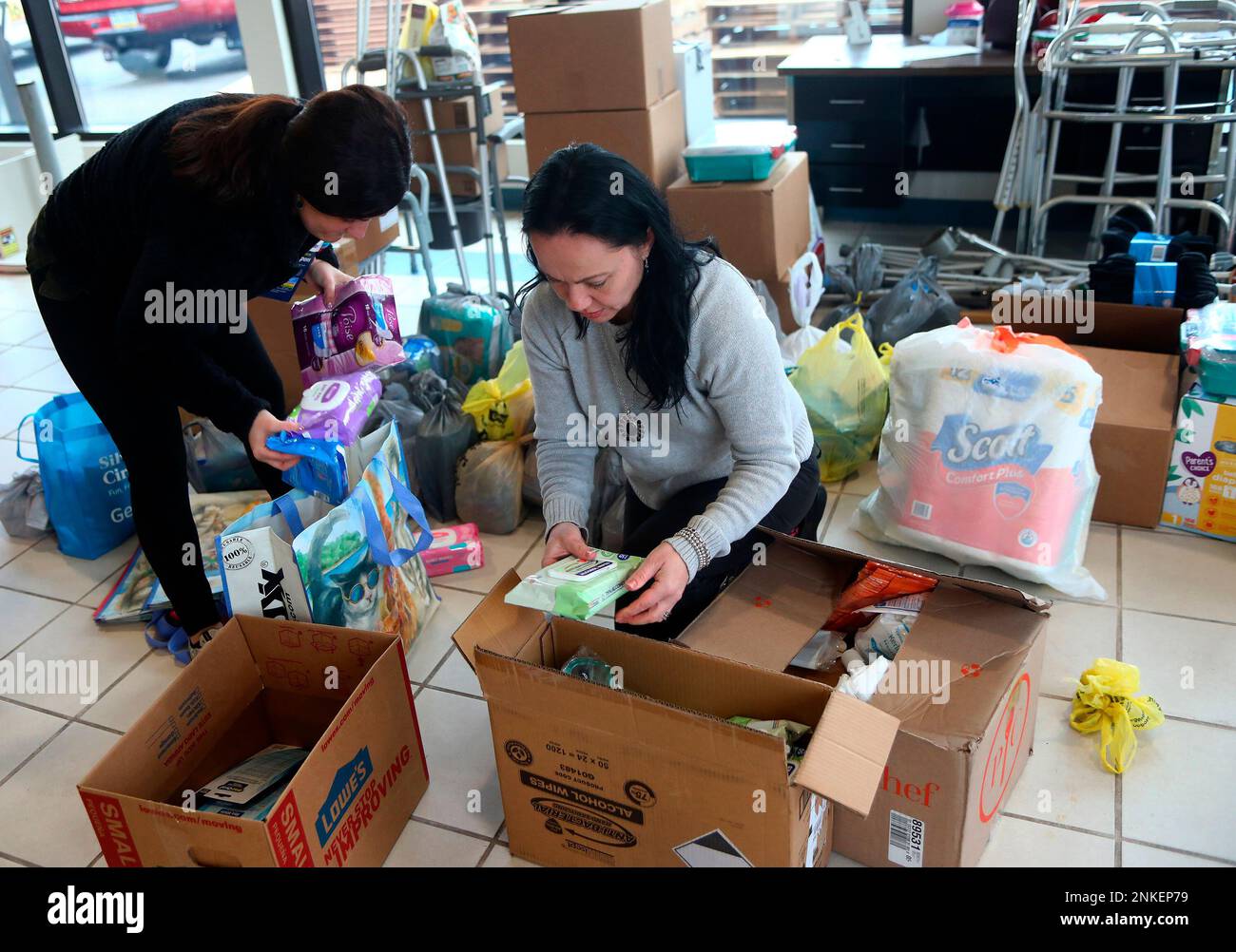 Allison Barletta-Antolick, left, and Laura Stancu, both of Hazleton, Pa ...