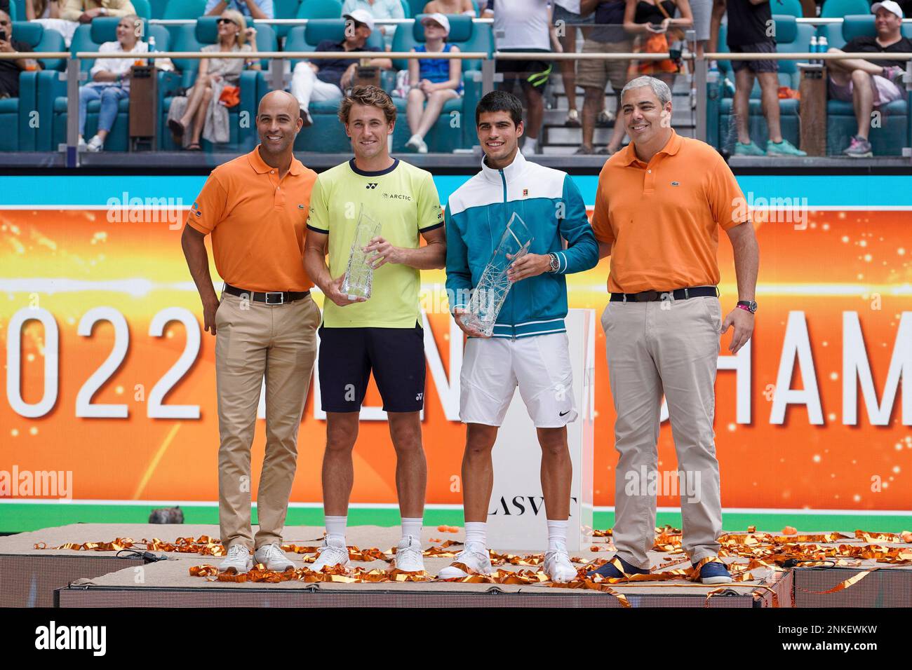 MIAMI GARDENS, FL - APRIL 3: James Blake, Casper Ruud and Carlos ...
