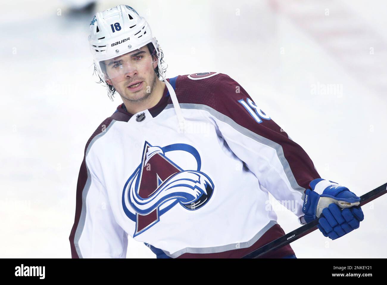 NHL profile photo on Colorado Avalanche player Alex Newhook at a game ...