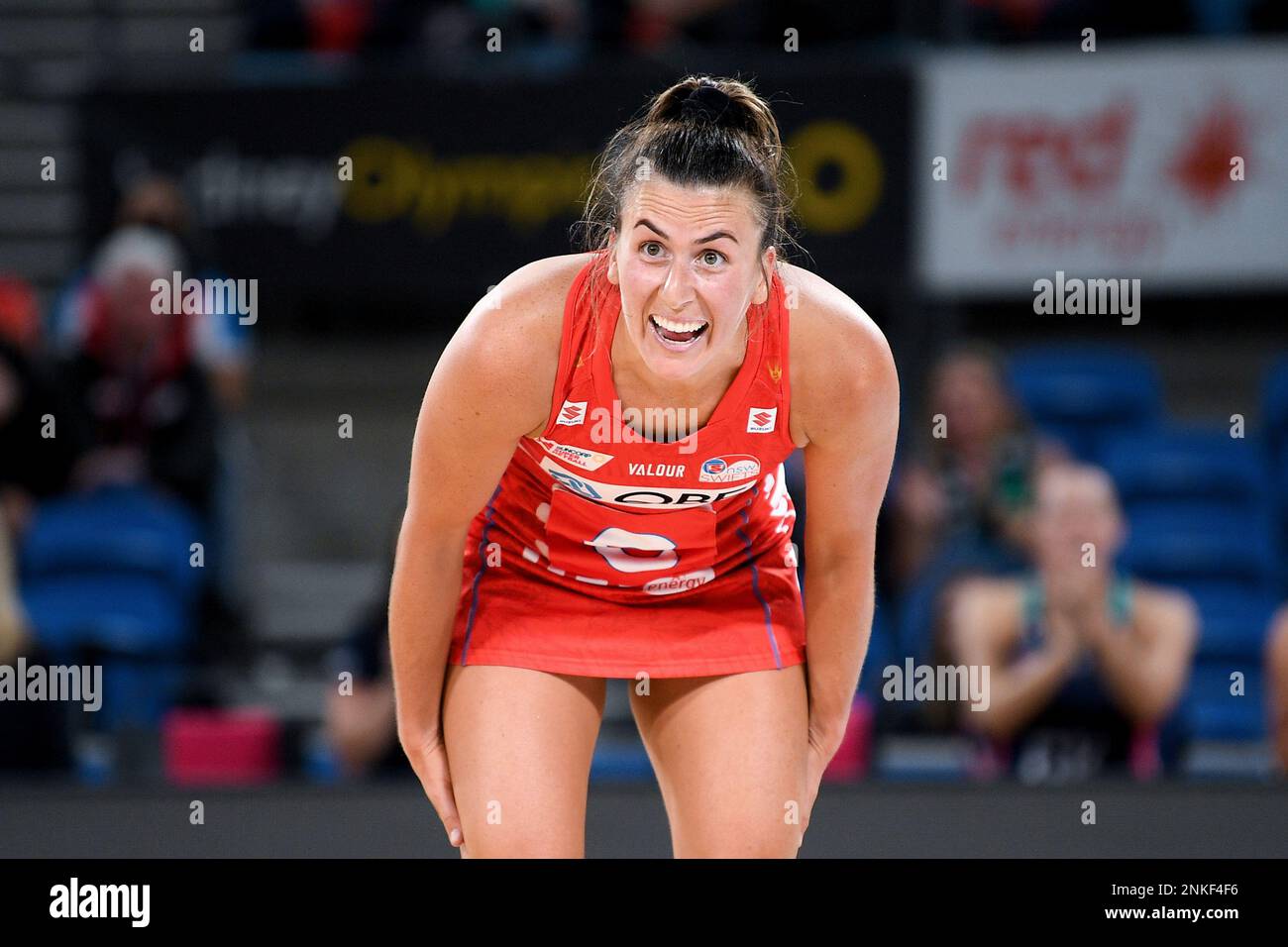 SYDNEY, AUSTRALIA - APRIL 02: Maddy Proud of the NSW Swifts calls out ...