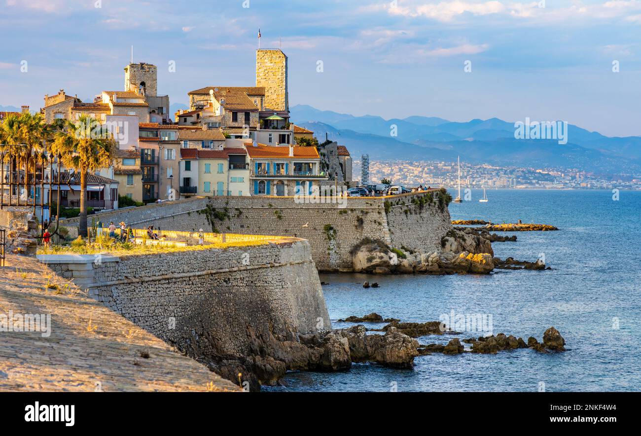 Antibes, France - August 4, 2022: Panoramic view of historic old town ...
