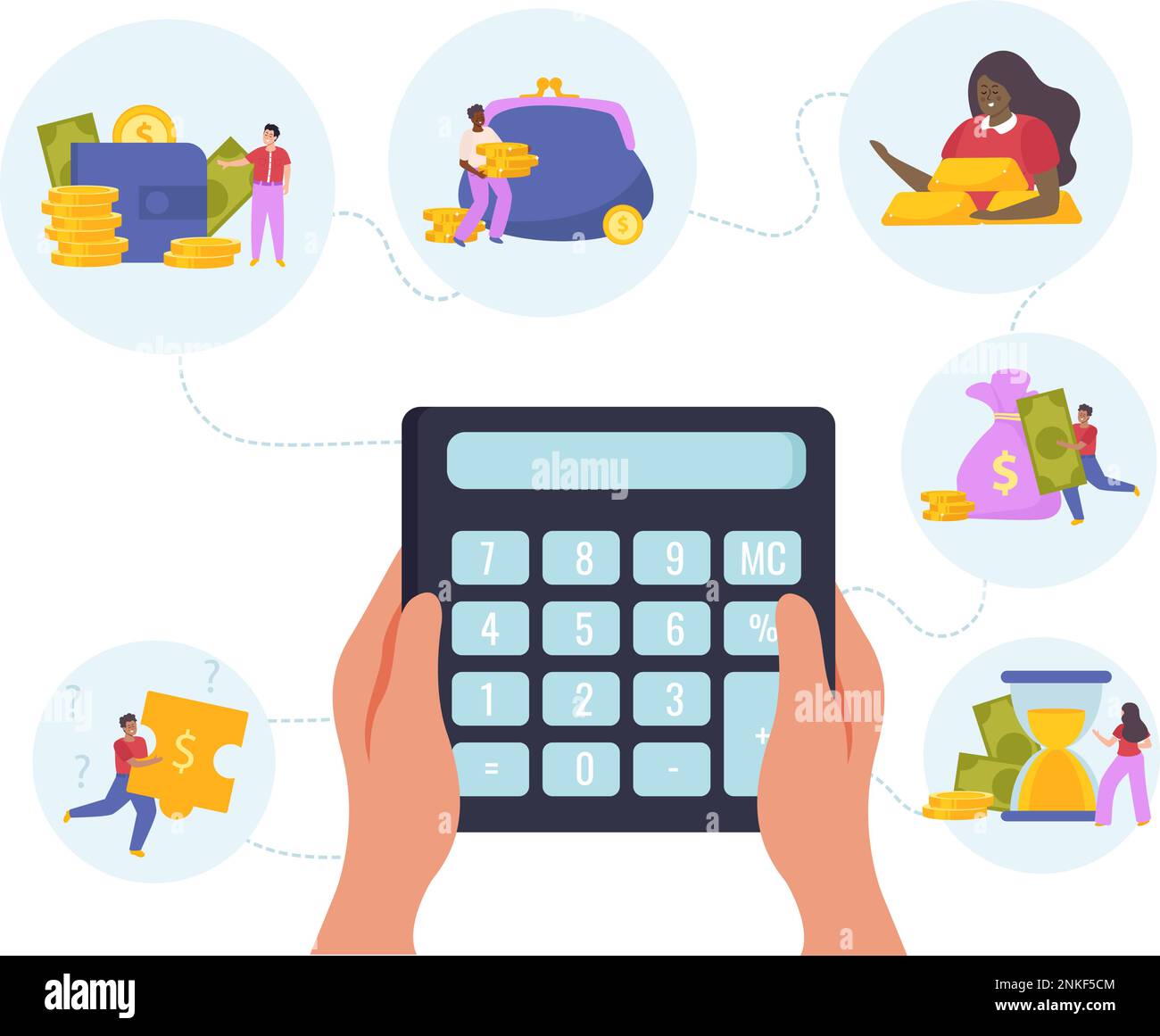 Financial diversification concept with money accounting symbols flat ...