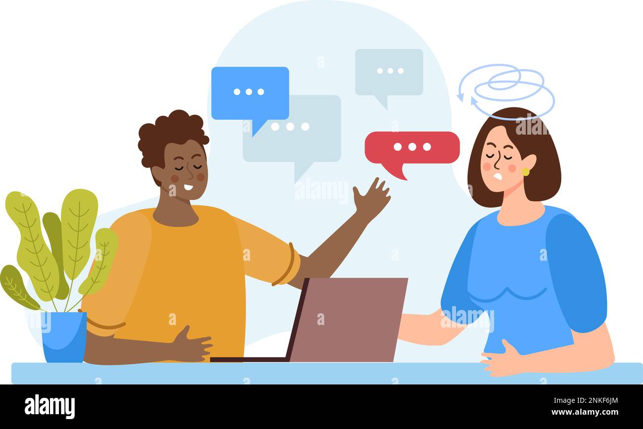 Open mind psychotherapy composition with discussion symbols flat vector ...